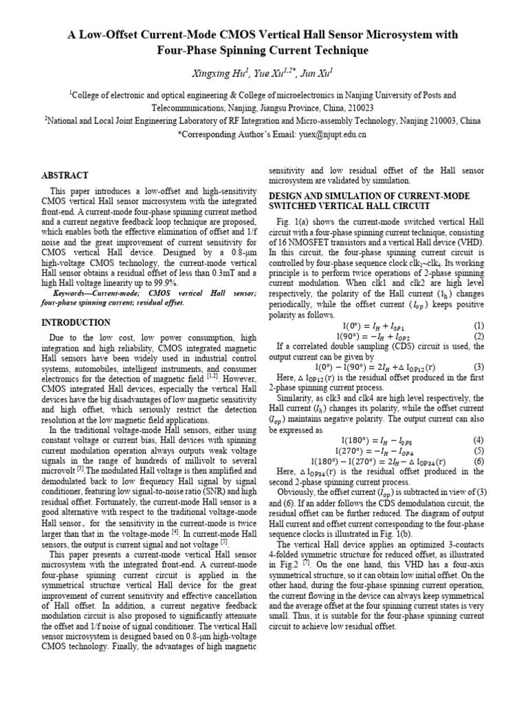 Low-Offset CMOS Vertical Hall Sensor | PDF | Amplifier | Sensor