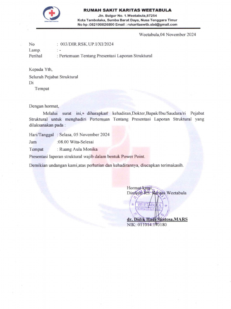 Undangan Pertemuan Presentasi Laporan Struktural | PDF