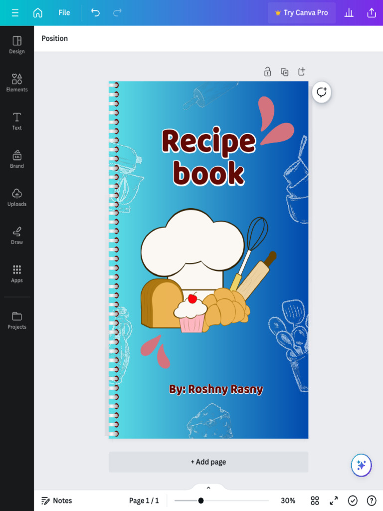 Pink White Simple Cute Baking Recipes Book Cover | PDF