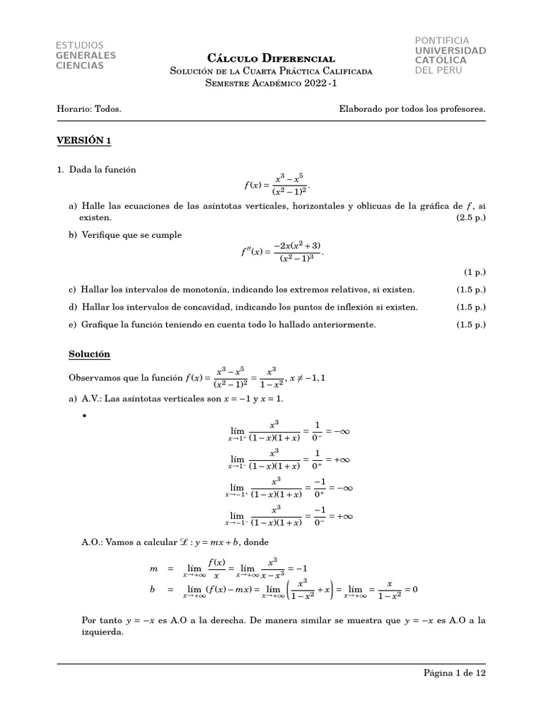 PC4 Solución 2022 1 | PDF | Asíntota | Integral