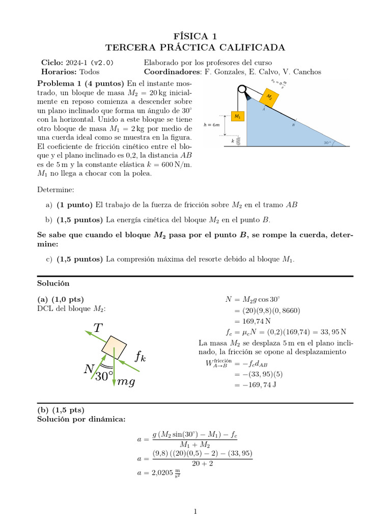 Sol Fa1 PC3 2024-1 Al | PDF | Fricción | Física