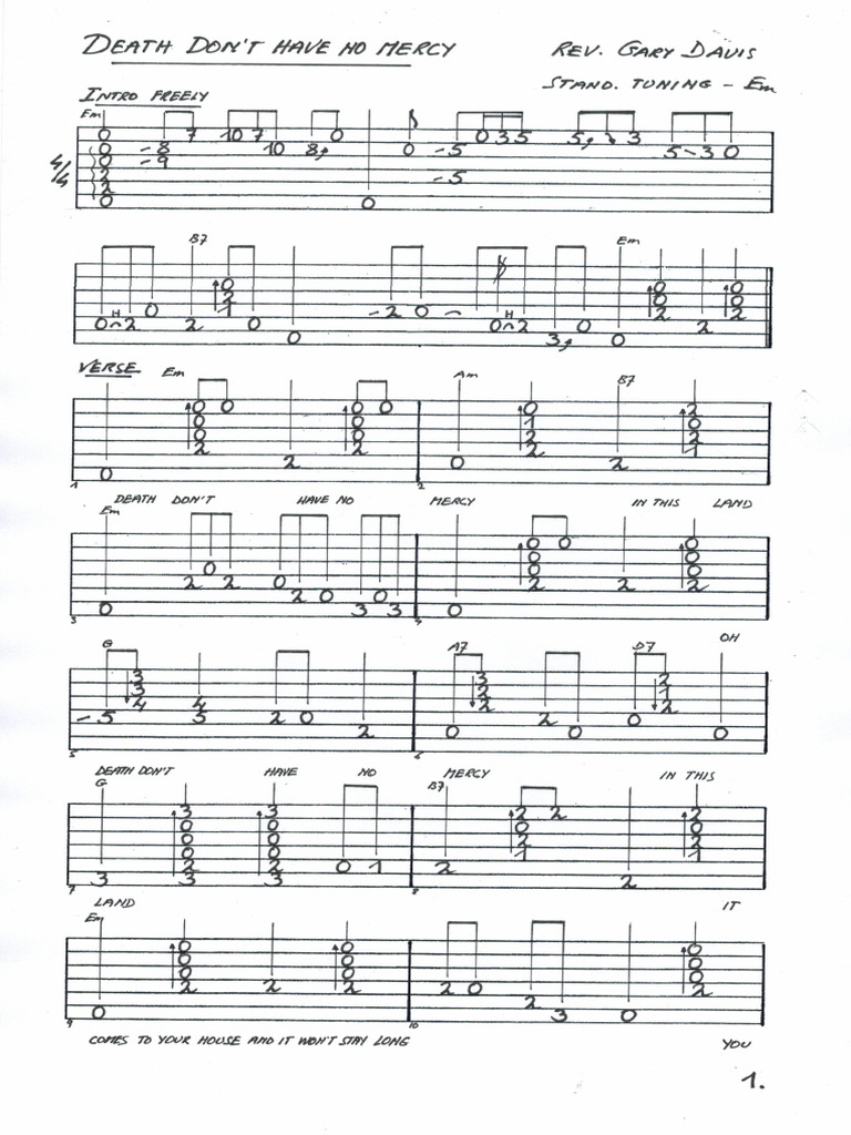 TAB Death Don't Have No Mercy | PDF