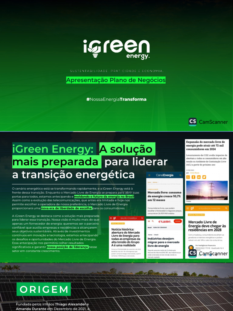 Cópia de Plano de Negócio Igreen - Dezembro 2024 | PDF | Fotovoltaica | Aplicativo para celular