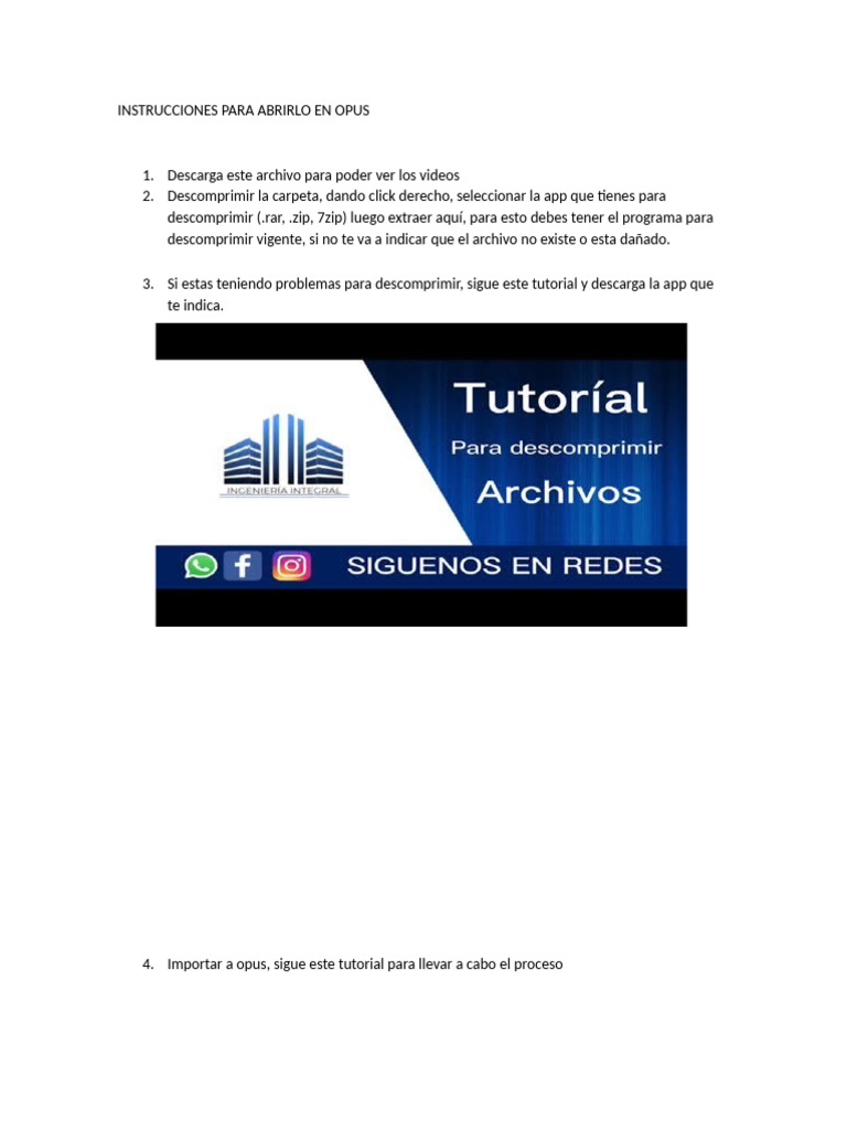 Instrucciones para Abrirlo en Opus | PDF
