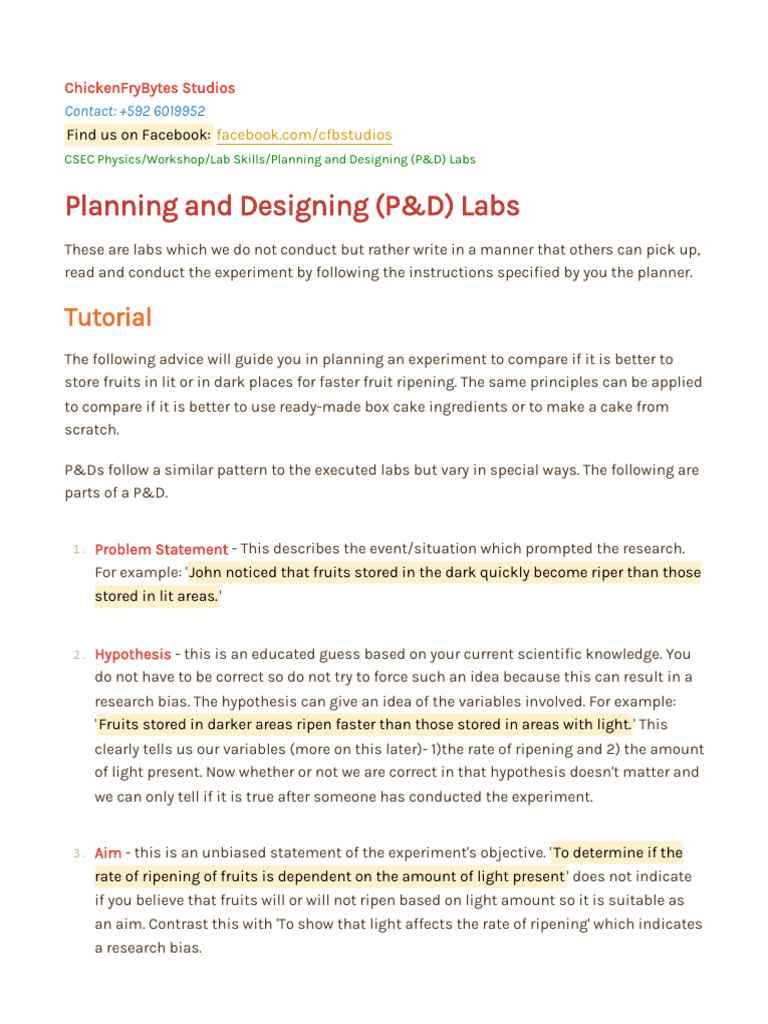 Planning and Designing (P&D) Labs | PDF | Experiment | Observational Error