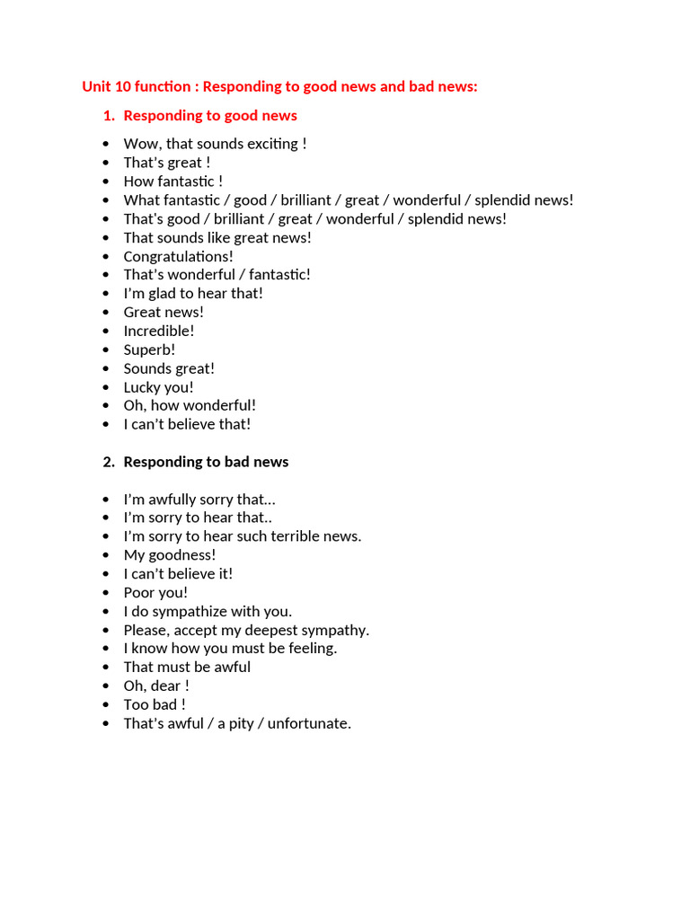 Unit 10 Good News and Bad News | PDF