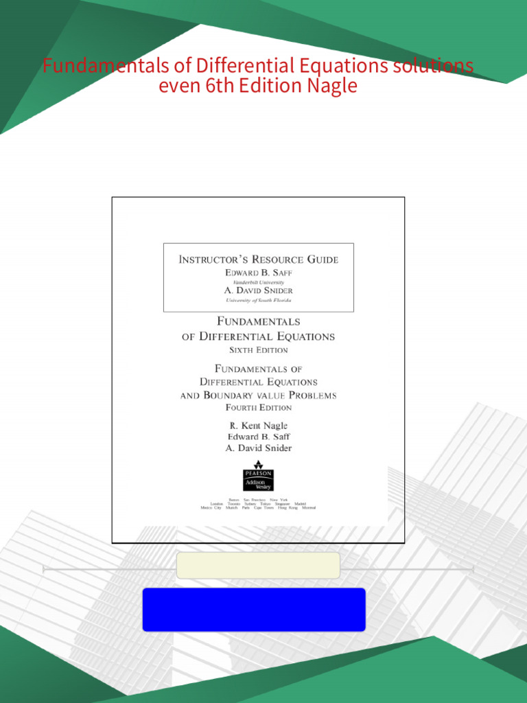 Fundamentals of Differential Equations Solutions Even 6th Edition Nagle - Read The Ebook Online ...