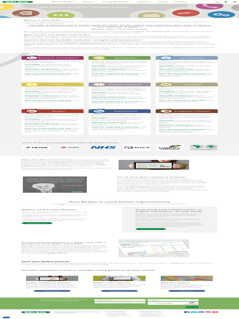 Belbin Team Roles Belbin | PDF | Organizational Behavior | Psychology