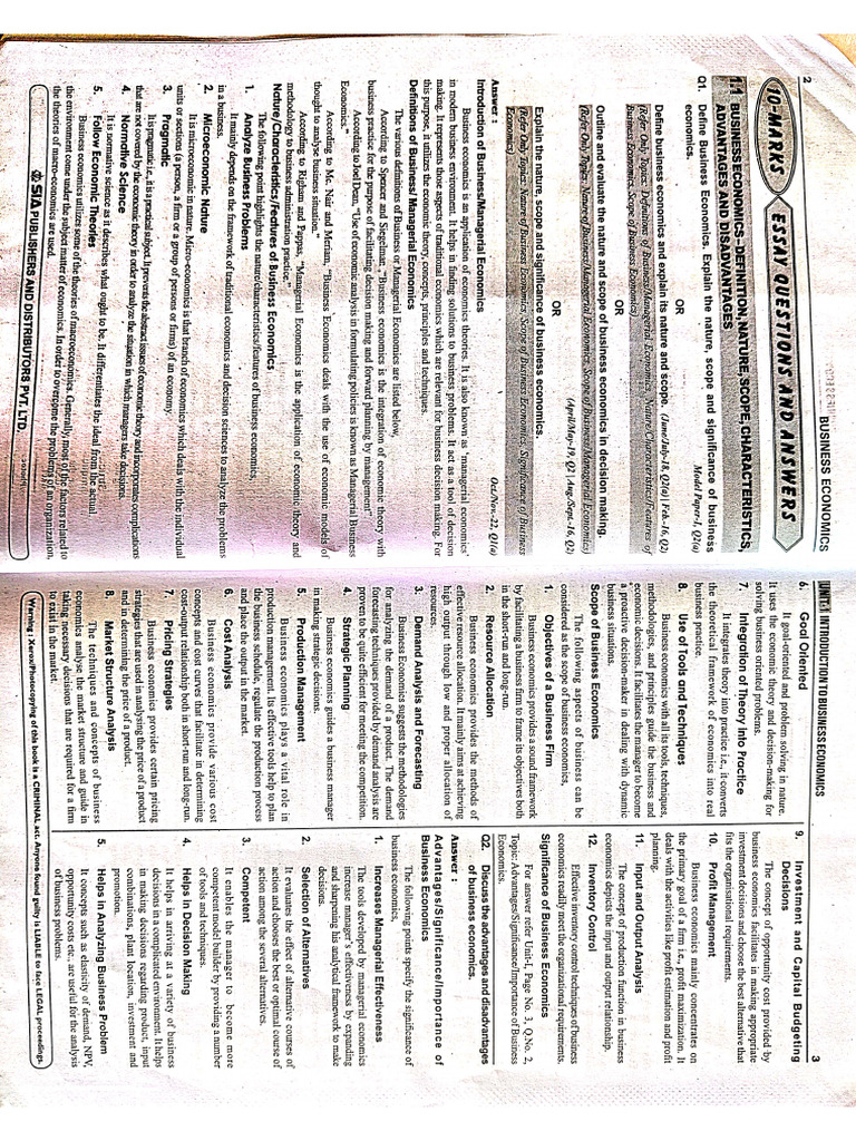 Business Economics Sem 1 | PDF