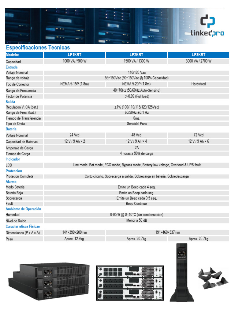 Datasheet LP RT Series 1KVA-3KVA | PDF | Electromagnetismo | Metrología
