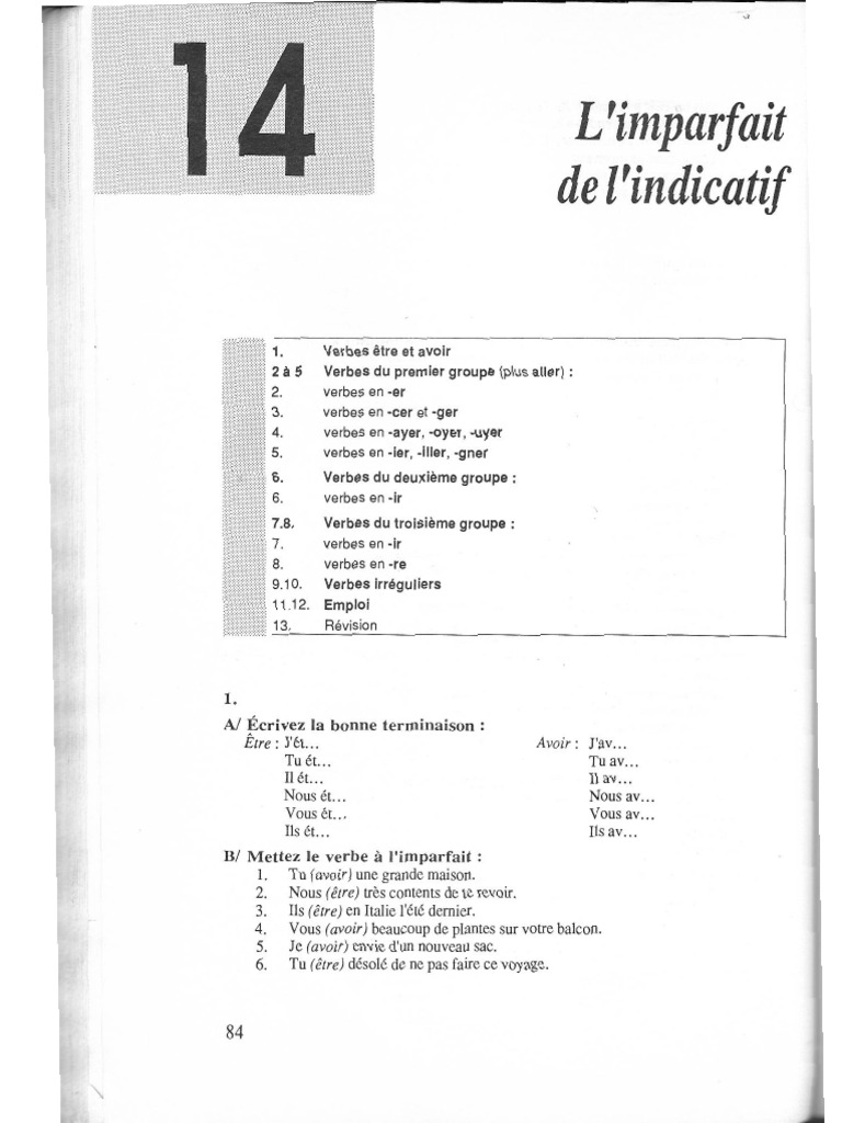 Unit+® 14 Imparfait de L - Indicatif | PDF