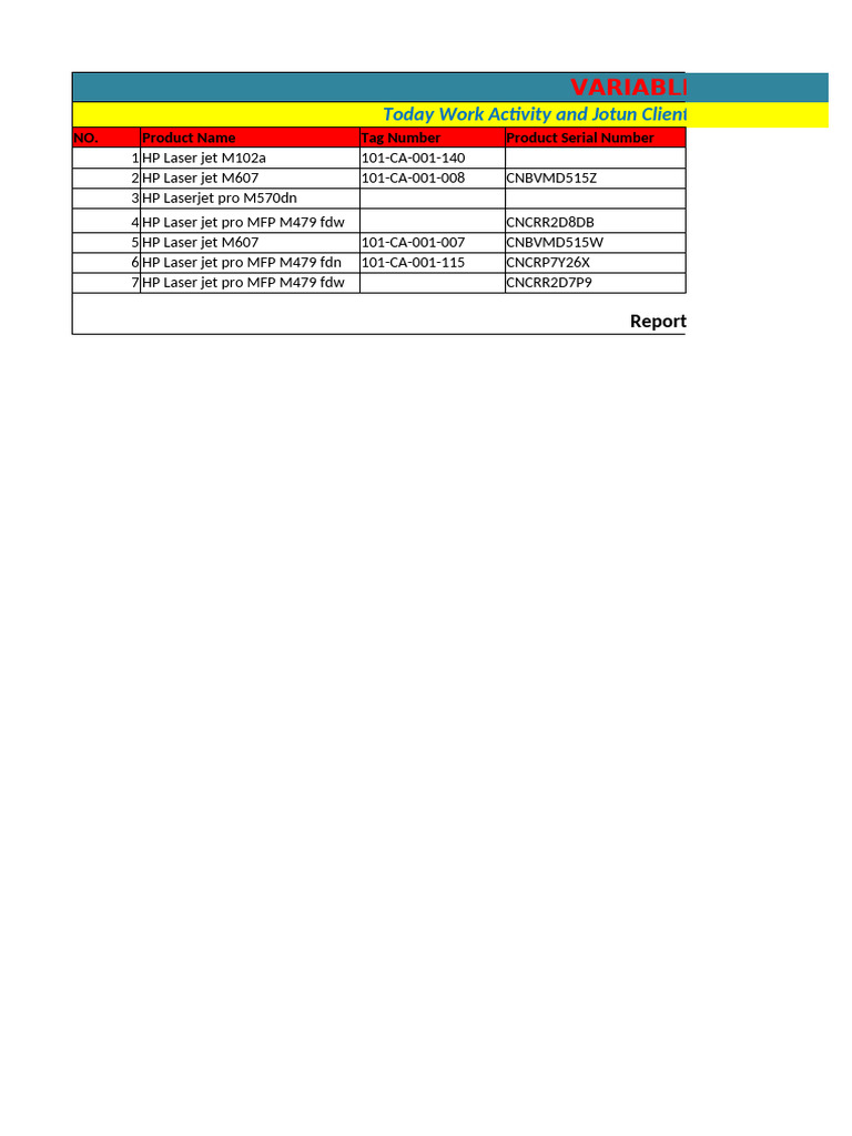 Today Work Activity and Printer Info | PDF