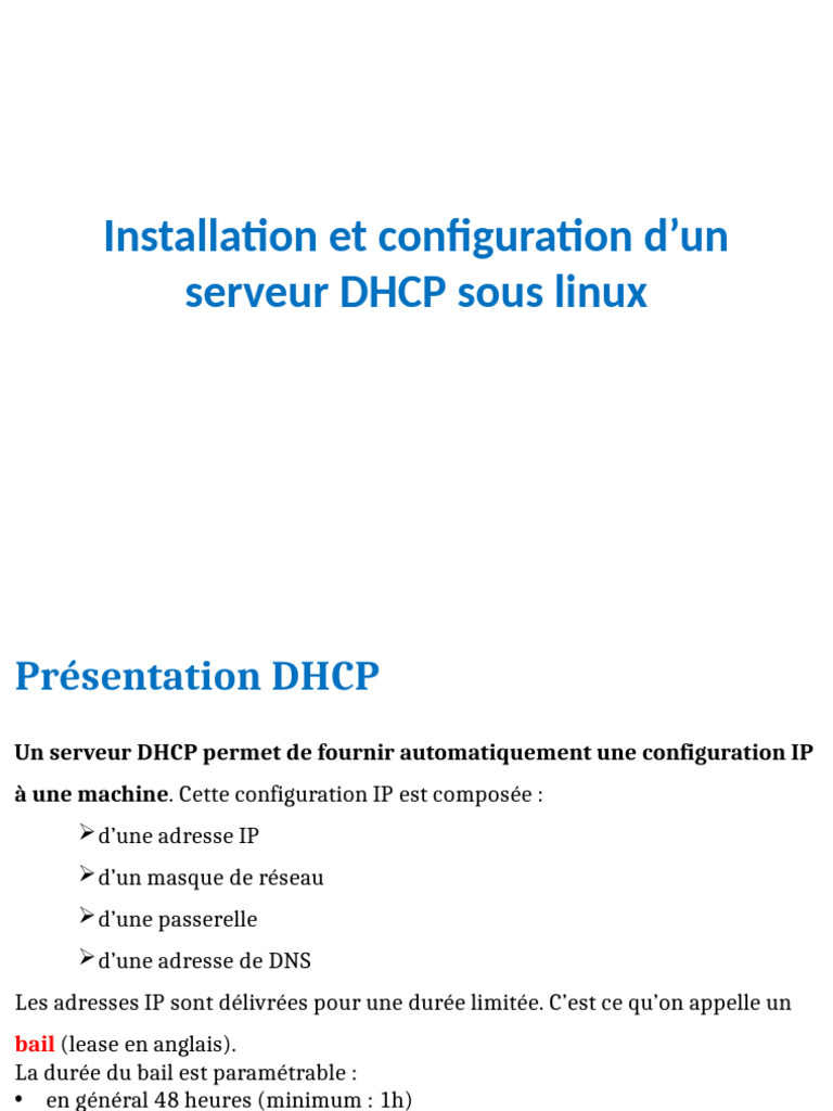 Partie3-Configuration D'un Serveur DHCP | PDF | Protocoles Internet ...