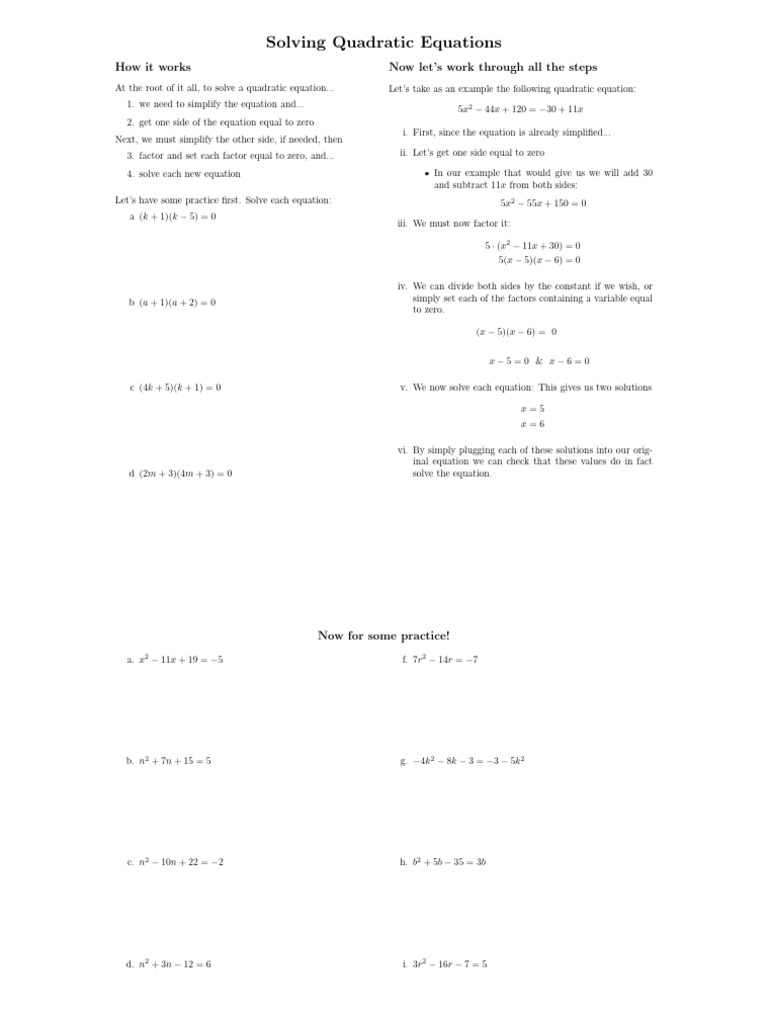 Quadratic Equations - Solving | PDF | Equations | Mathematics