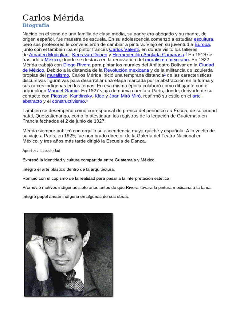Biografía de Carlos Mérida | PDF