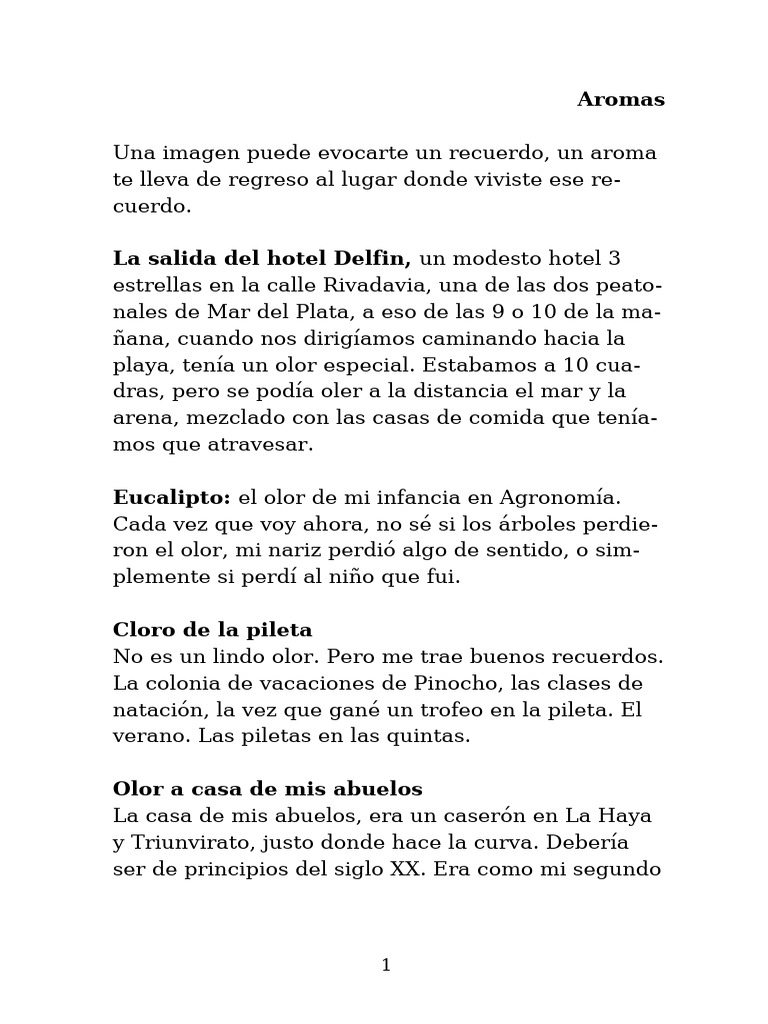 Aromas que evocan recuerdos personales | PDF