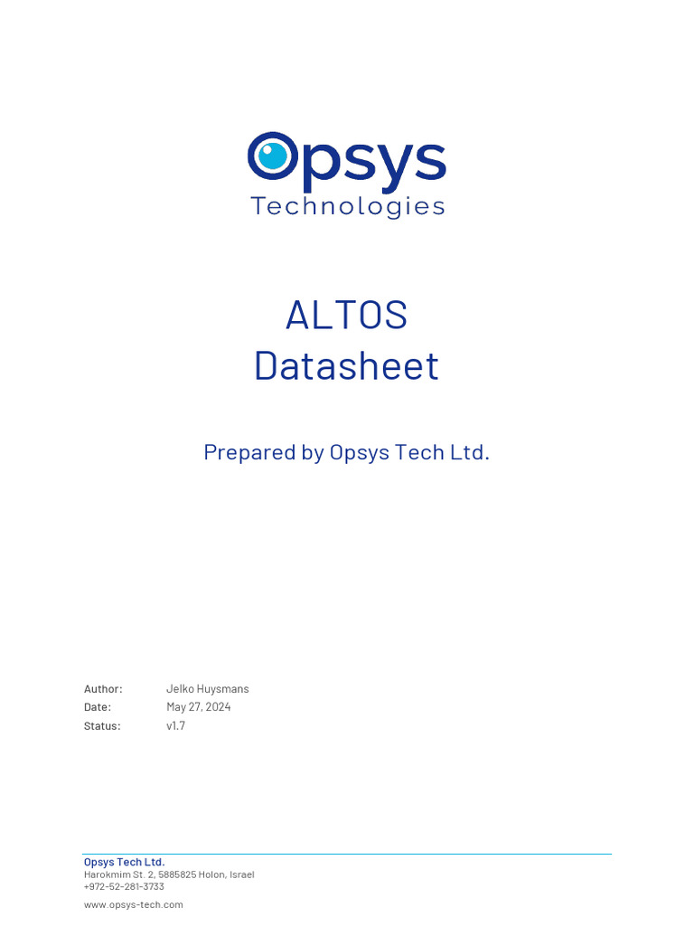 Opsys - Flash Lidar - ALTOS - Datasheet - v1 - 7 | PDF | Lidar | Field Of View