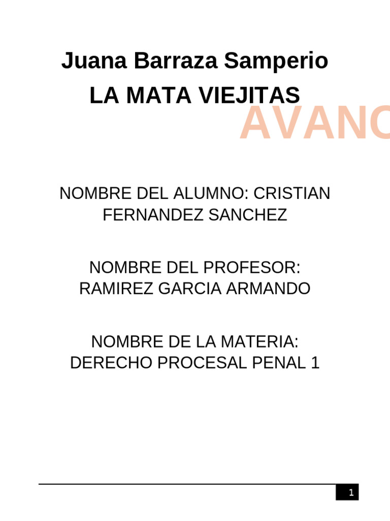 Juana Barraza Samperio La Mata Viejitas | PDF