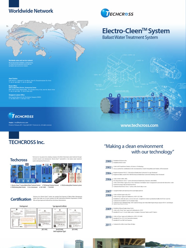 2011 Techcross Brochure (Ballast Treatment) | PDF | Disinfectant | Oil Tanker