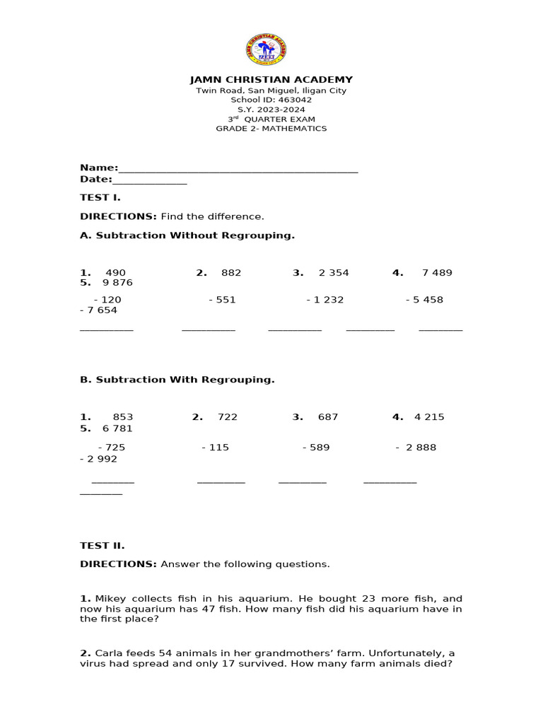 Grade 2 - Mathematics | PDF