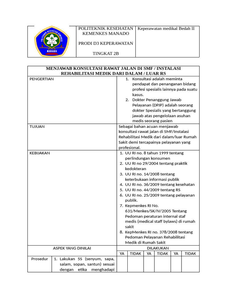 Sop Menjawab Konsultasi RJ | PDF