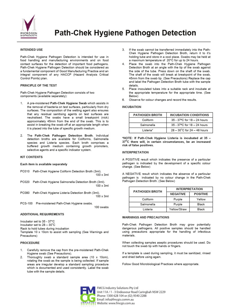 Pathchek Hygiene Pathogen Detection | PDF | Hygiene | Microbiology