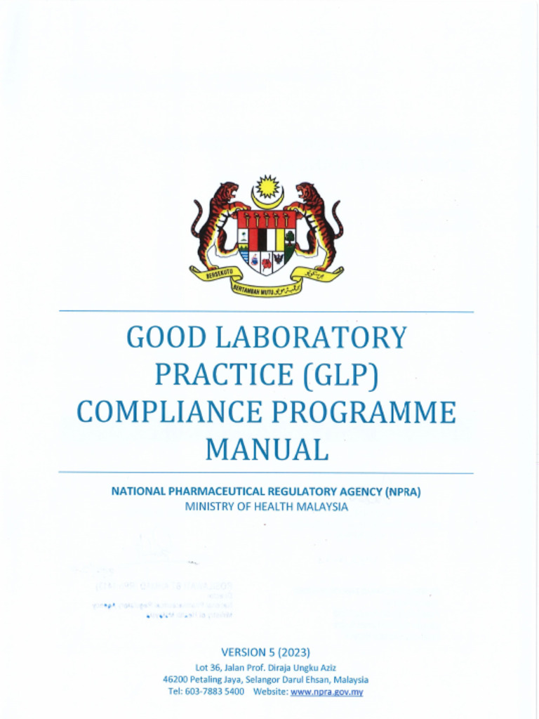 GLP Compliance Manual for NPRA | PDF | Quality