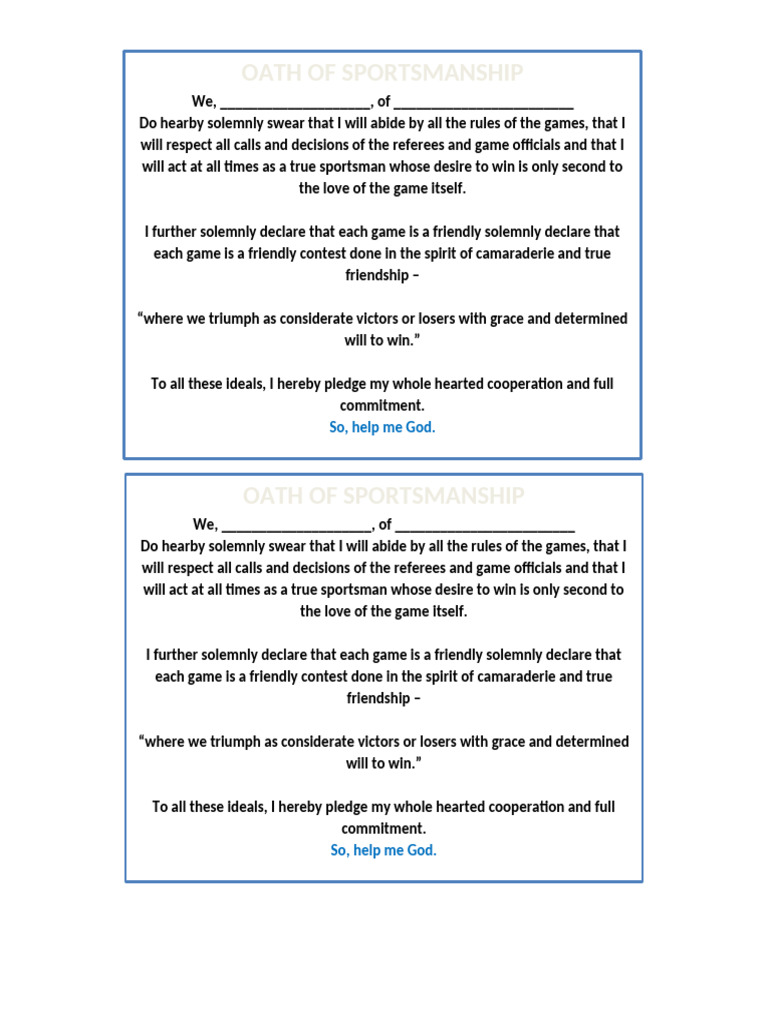 Oath of Sportsmanship | PDF