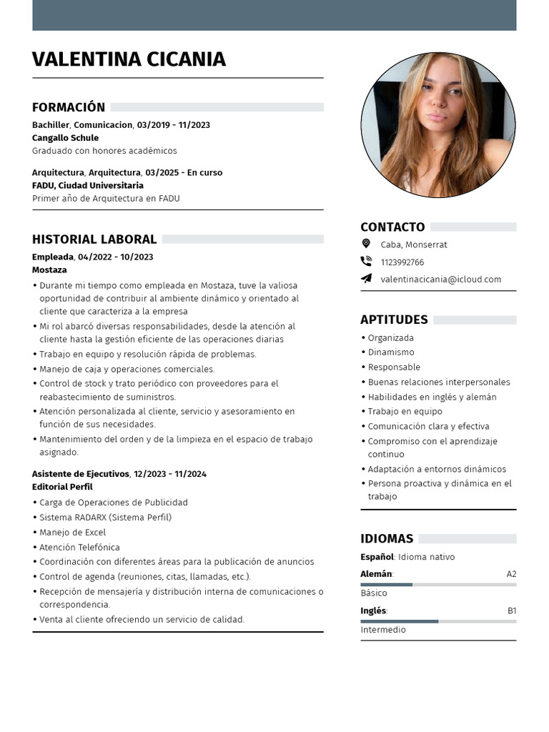 CV Valentina Cicania | PDF | Business