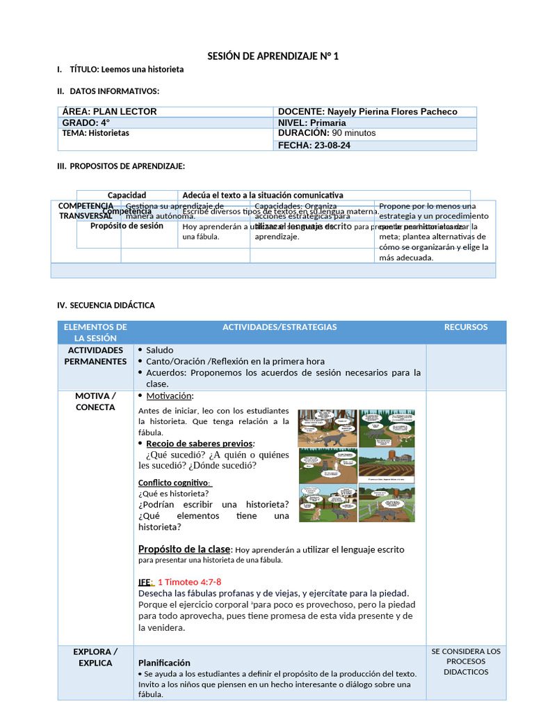 SESIÓN 1 COMUNICACION- LEEMOS UNA HISTORIETA | PDF | Cómics | Aprendizaje