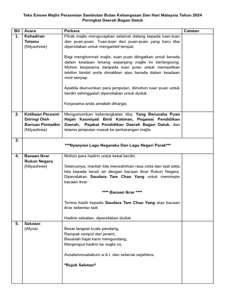 Majlis Perasmian Bulan Kebangsaan 2024 | PDF