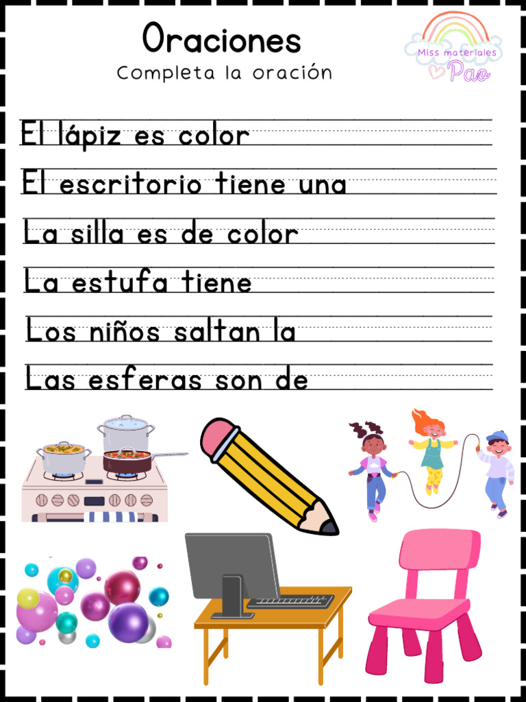 Oraciones Parte 3 Miss Materiales Pao | PDF