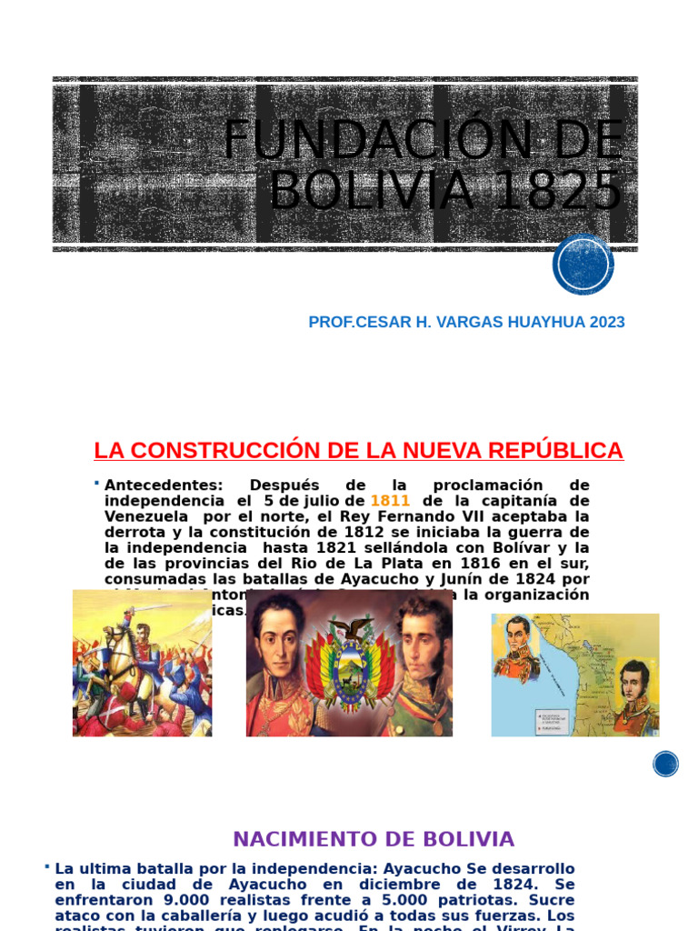 Fundación de Bolivia 1825 | PDF | América del Sur