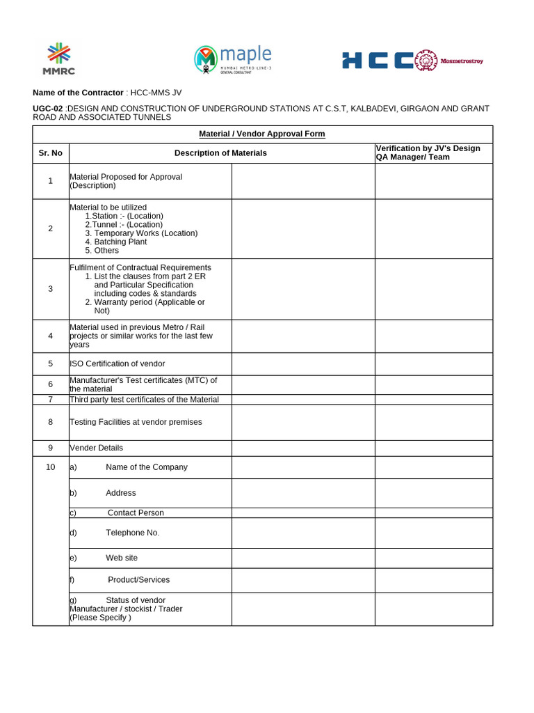 Vendor approval form | PDF