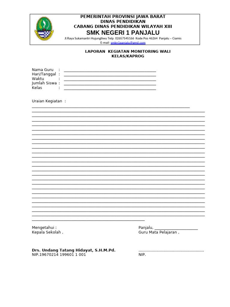 LPT WALI KELAS KAPROG KEGIATAN KBM DARING | PDF