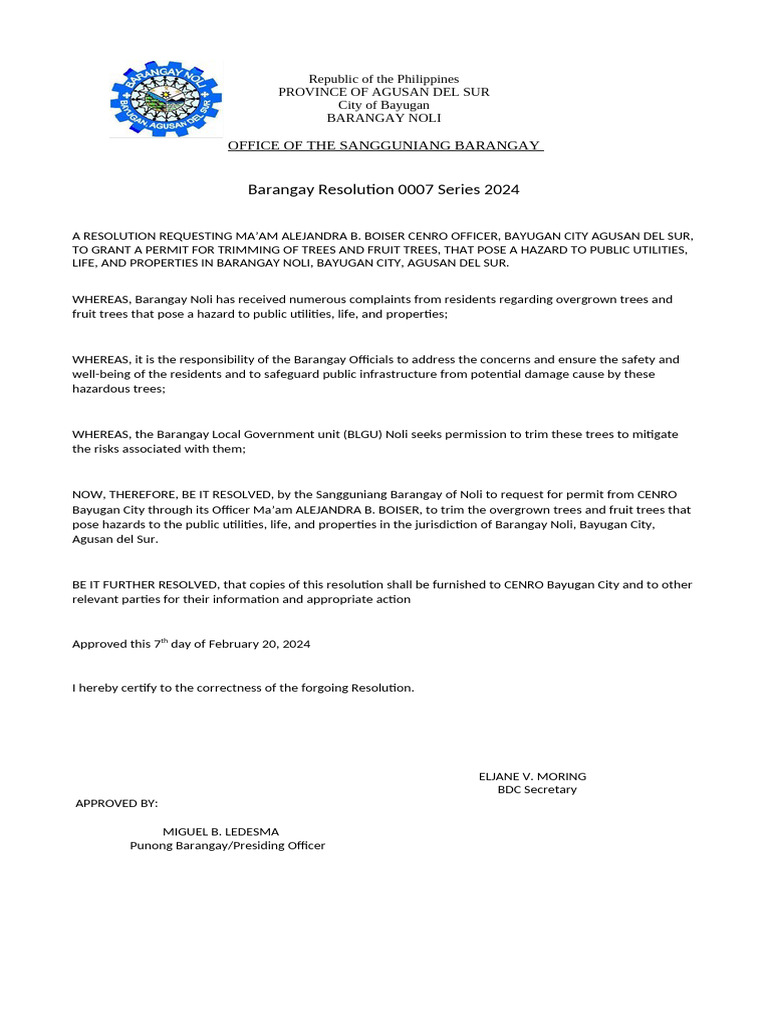 3 A Resolution Requesting Cenro | PDF