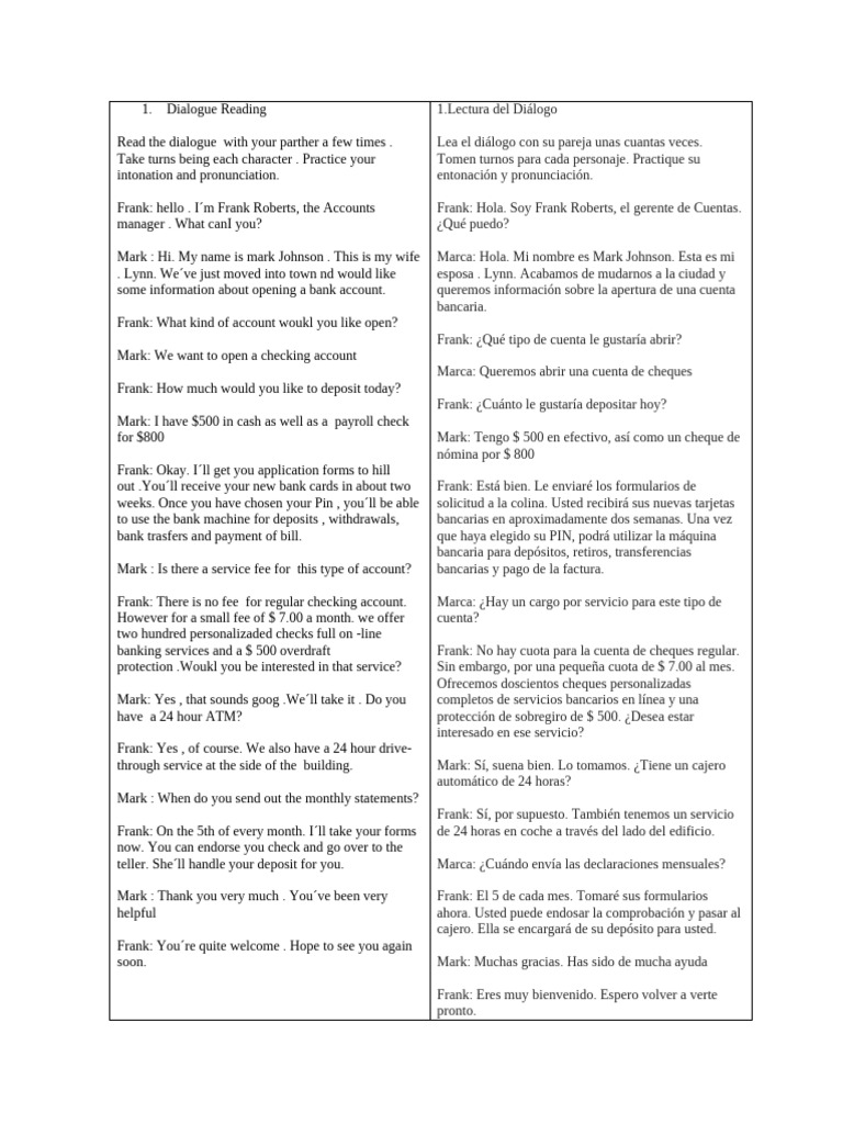 Dialogue Reading Ingles | PDF