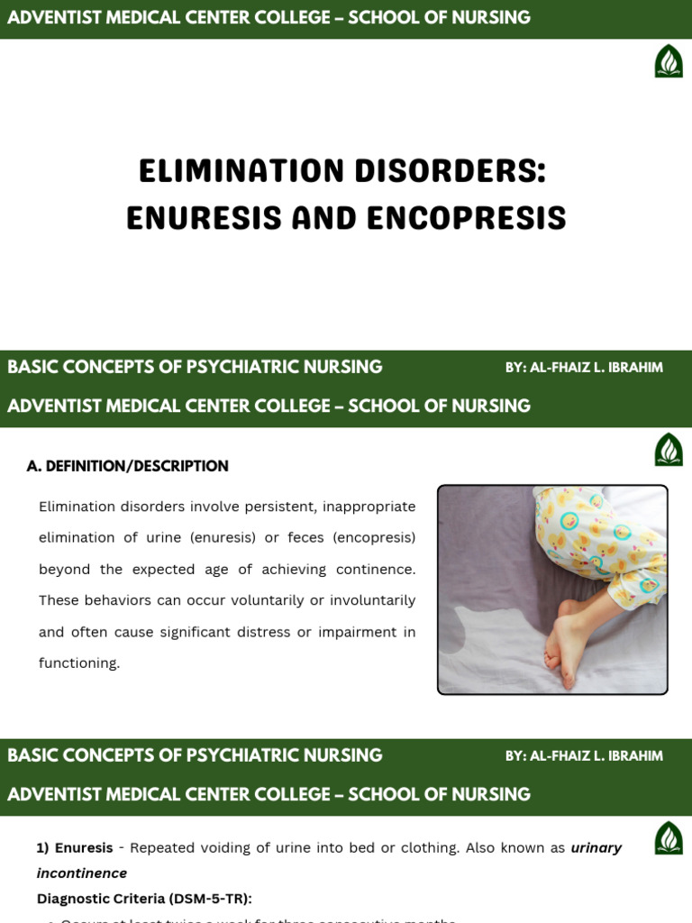 Ibrahim Bsn3a-Elimination Disorders | PDF | Nocturnal Enuresis ...