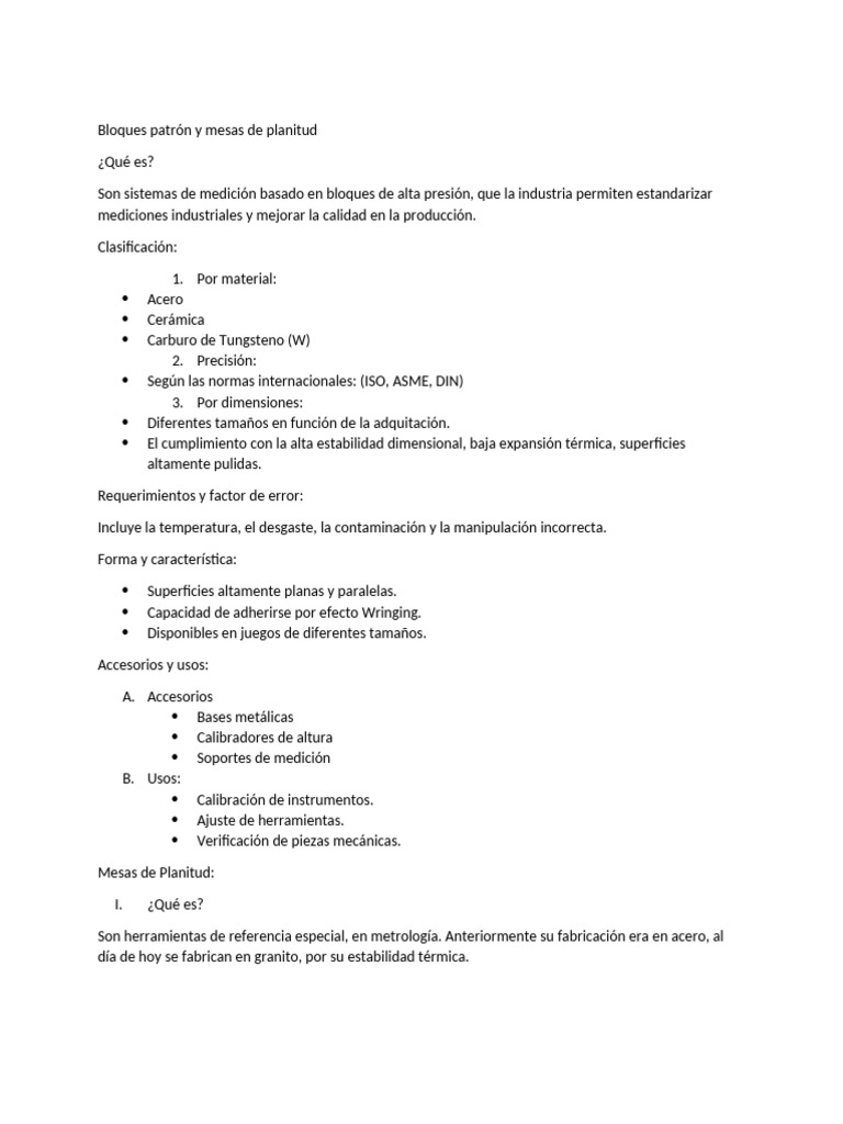 Bloques Patrón y Mesas de Planitud | PDF | Calibración | Metrología