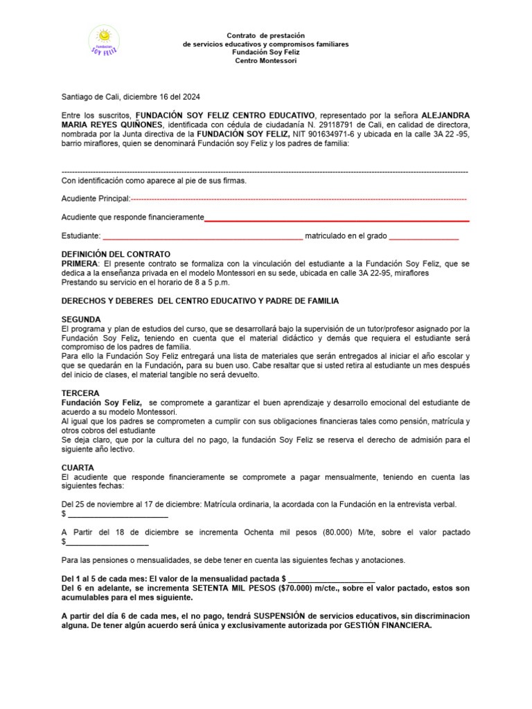 Contrato para Padres | PDF | Escuelas | Información