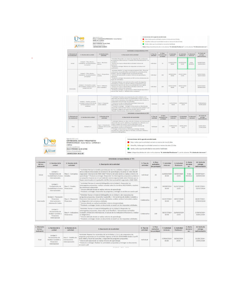 Calendria de Tareas | PDF