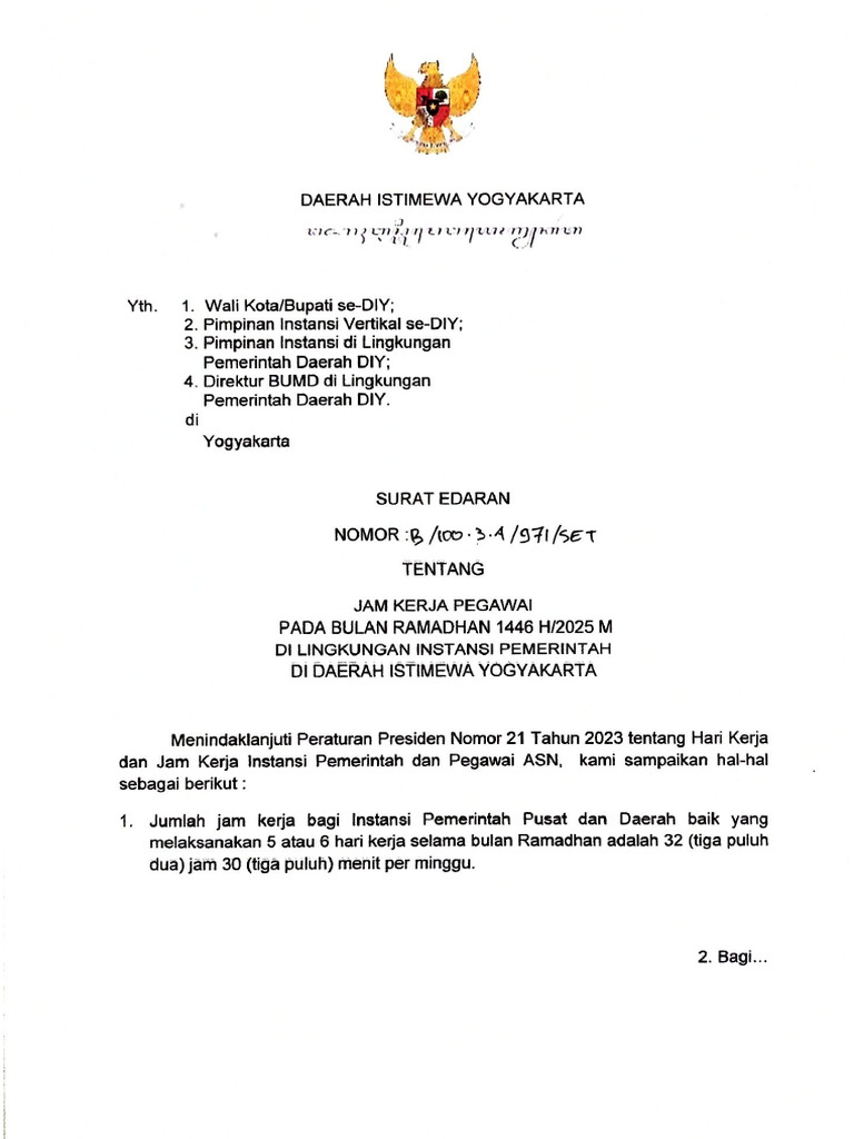 SE Jam Kerja Ramadhan | PDF