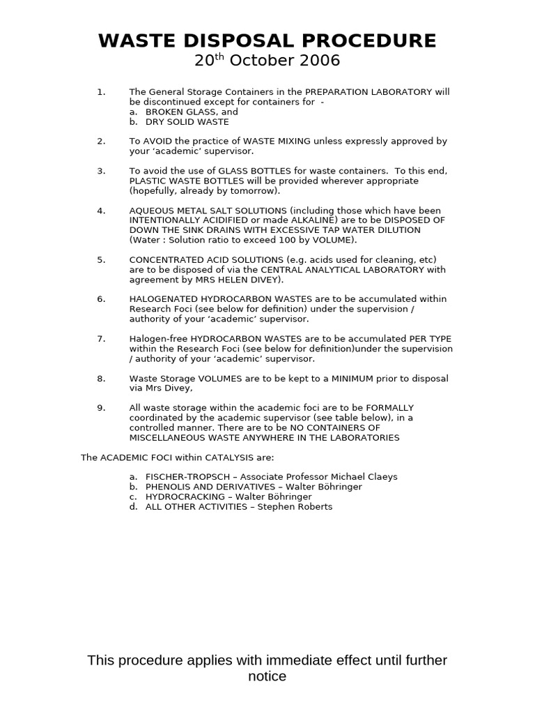 Waste Disposal Guidelines for Laboratories | PDF