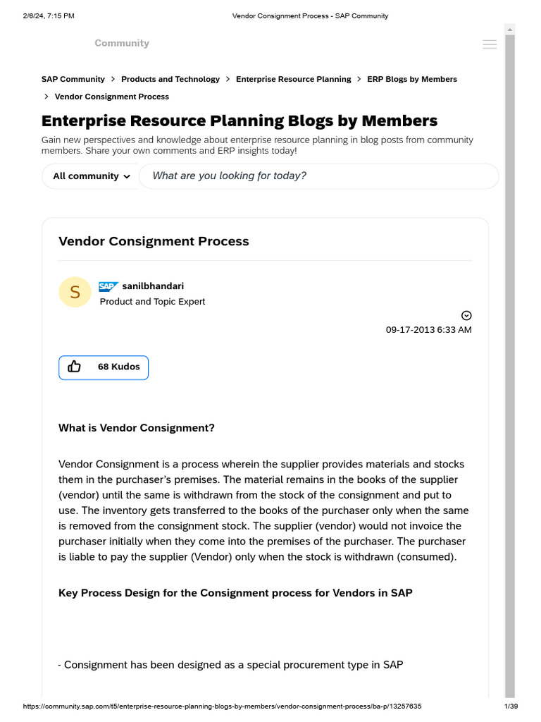 SAP Vendor Consignment Process Guide | PDF | Enterprise Resource Planning | Goods