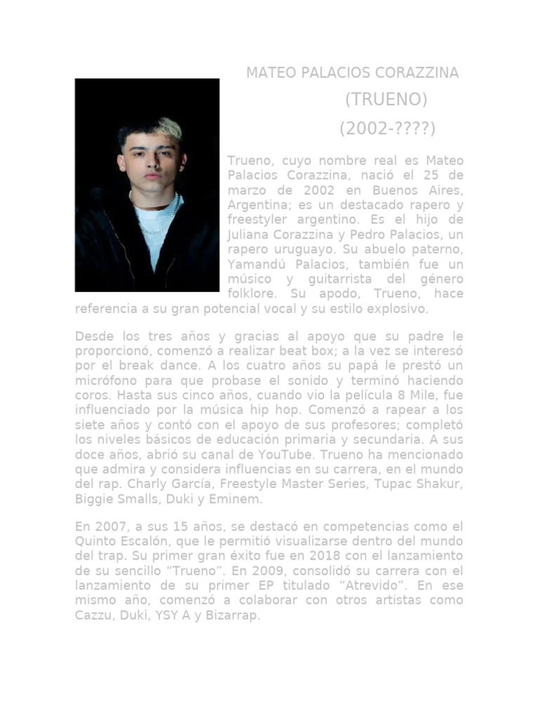 Mateo Palacios Corazzina | PDF | Musica Popular