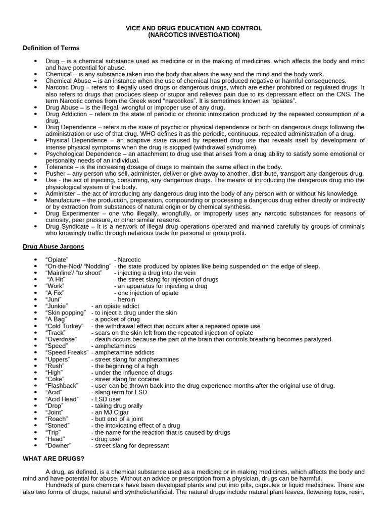 DRUG HANDOUT | PDF | Opium | Substance Abuse