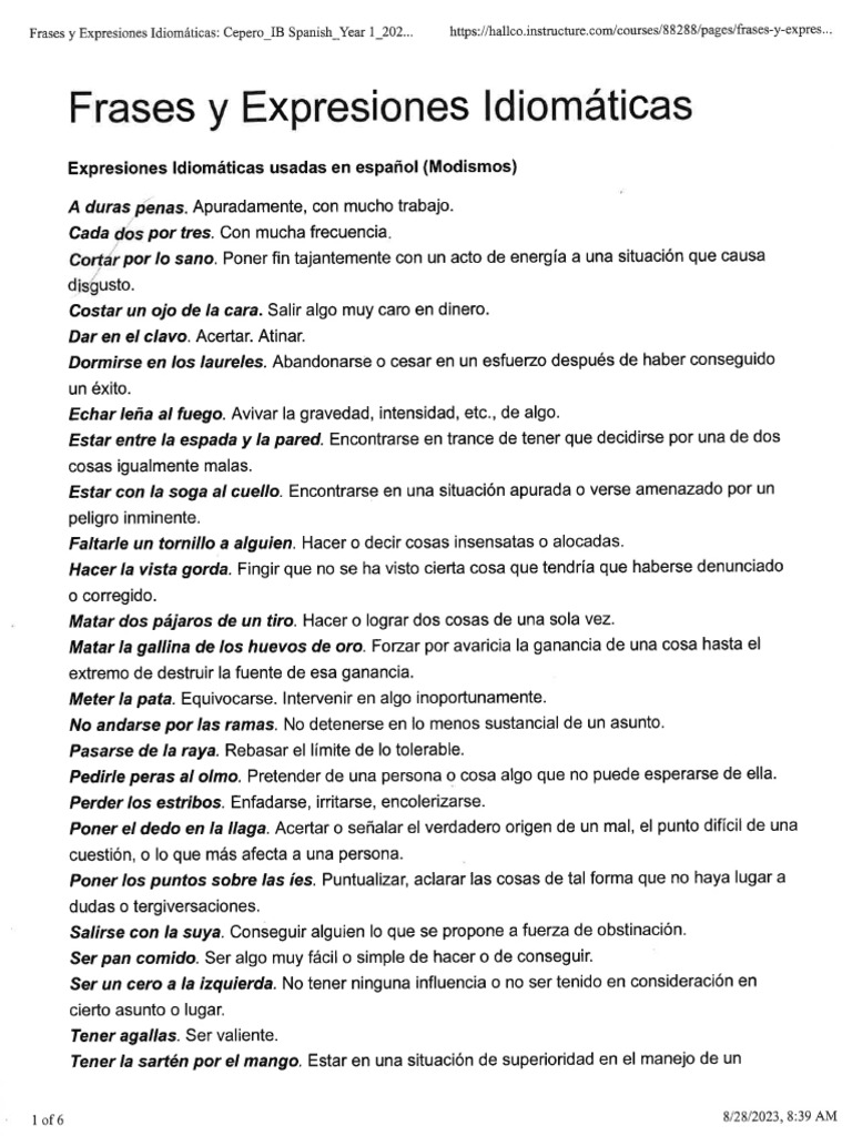 Frases y Expresiones Idiomaticas | PDF