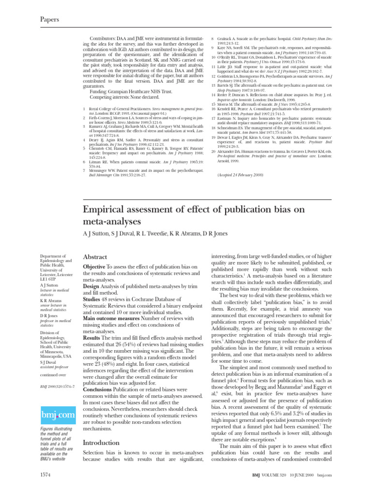 Sutton 等 - 2000 - Empirical assessment of effect of publication bias on meta-analyses | PDF ...