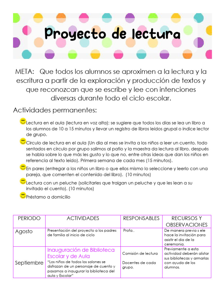 ??proyecto de Lectura | PDF | Aprendizaje