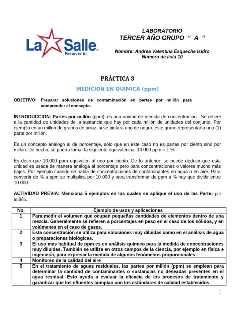 P3 PPM | PDF | Partes por notación | Concentración